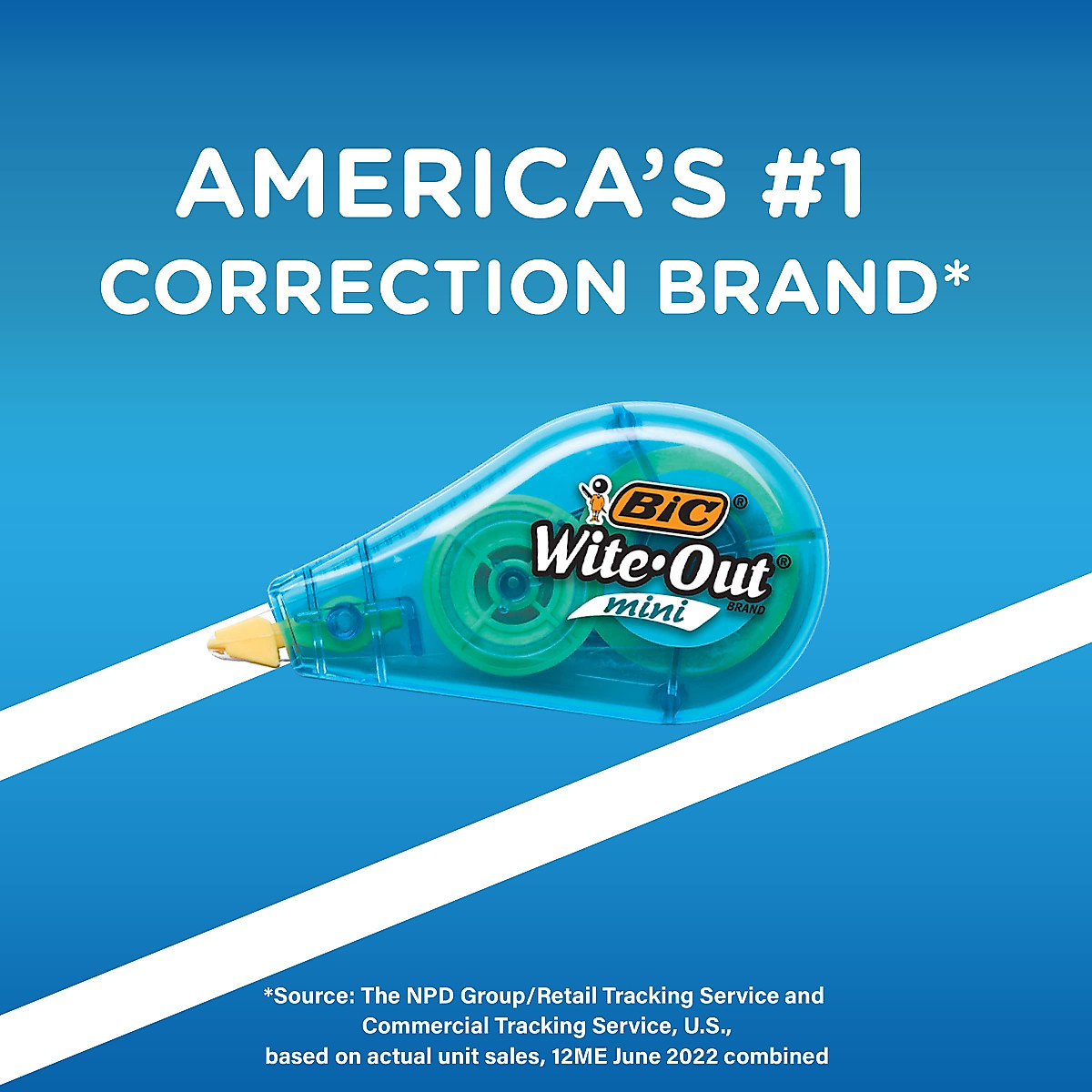 BIC Wite-Out Brand Mini Correction Tape, 16.4 Feet, 12-Count Pack of white Correction Tape, Compact Tape Office or School Supplies