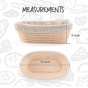 DOYOLLA Bread Proofing Baskets 10 inch Oval Shaped Dough Proofing Bowls w/Liners Perfect for Professional & Home Sourdough Bread Baking Supplies