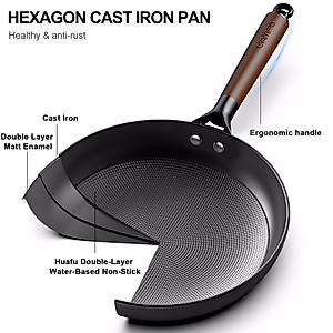 LAMFO Cast Iron Skillet, 12 Inch Nonstick Frying Pan Skillet with Removable Handle, PFAS-Free, Egg Pan Non Stick Frying Pans, Oven Safe Dishwasher Safe