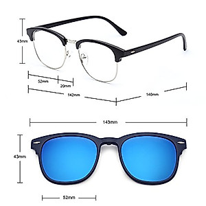 JIM HALO Magnetic 5Pcs Polarized Clip-on Sunglasses Square Lenses Plastic Frame for Night Driving (2218A)