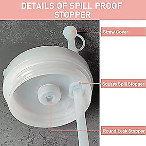 Dasgude Spill Proof Stopper Set for Stanley 40 oz Tumbler with Handle 30 oz, Straw Cover Cap Compatible with Quencher H2.0 Stanley Cup, Silicone Straw Topper for Stanley Cup Accessories, 6 PCS