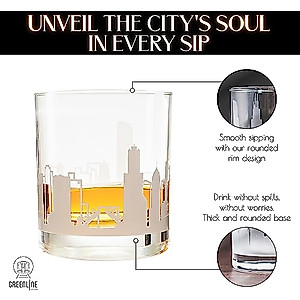 Greenline Goods Skyline Etched Chicago Whiskey Glasses Gift (Set of 2) | Old Fashioned Tumbler – For Chicago Lovers - Windy City Accessories and Souvenirs - Illinois Glassware Decor