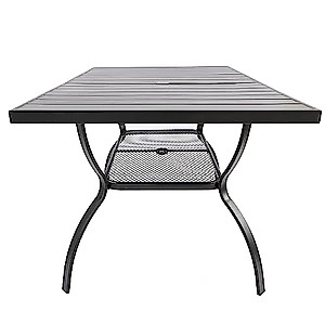 OKIDA 7-Piece Patio Dining Set, Outdoor 6-Seater Chairs Table Patio Furniture Sets Metal Dining Chairs with Cushions and Rectangular Table with Umbrella Hole for Porch Yard Pool Deck (Only table)