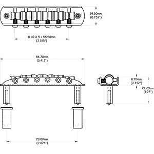 Mustang Bridge w/Large Saddles, also fits Fender Jaguar or Jazzmaster- Chrome