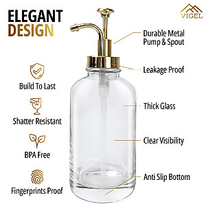 Vigel Coffee Syrup Dispenser Set - Glass Coffee Syrup Bottles with Pump, Silicone Funnel, Preprinted & Blank Labels - Versatile Syrup Dispenser for Coffee - Holiday Gift - Coffee Accessories for Home