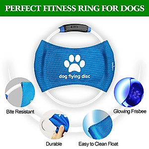 VPCOIKPZA 2 PCS Dog Flying Disc Dog Toys Glow in The Dark Flying Saucer Small/Medium/Large Breeds-Dog Training Ring, Floating Dog Ring Toys for Throwing, Catching, Grabbing Flying Toy for Dogs