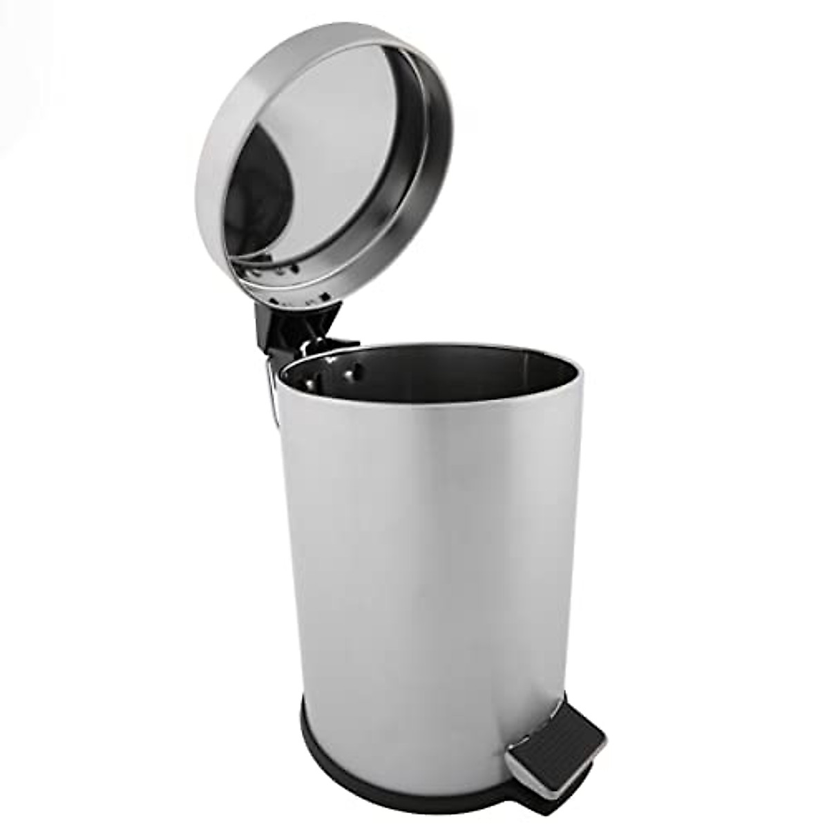 M&T Displays Stainless Steel Step On Garbage Trash Can Silver 5.3 Gallon (20 Liter) Receptacle Plastic Removable Recycle Bin Inner Bucket for Outdoor Commercial Waste Container