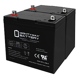 Mighty Max Battery 12V 55Ah Battery Replacement for Pride Jazzy Elite HD - 2 Pack Brand Product
