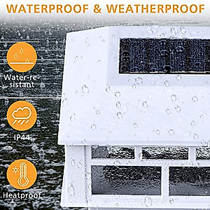 POWGDLT Solar Post Cap Lights Outdoor 20 Lumen Double LED Fence Post Solar Powered Waterproof Light for 4x4 or 5x5 Wood Posts in Patio, Deck or Garden Decoration,8 Pack (White)