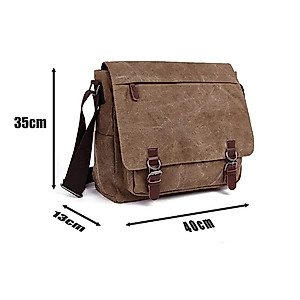Sechunk Canvas Leather Messenger Bag Shoulder bag Cross body bag Crossbody large for men boy girl