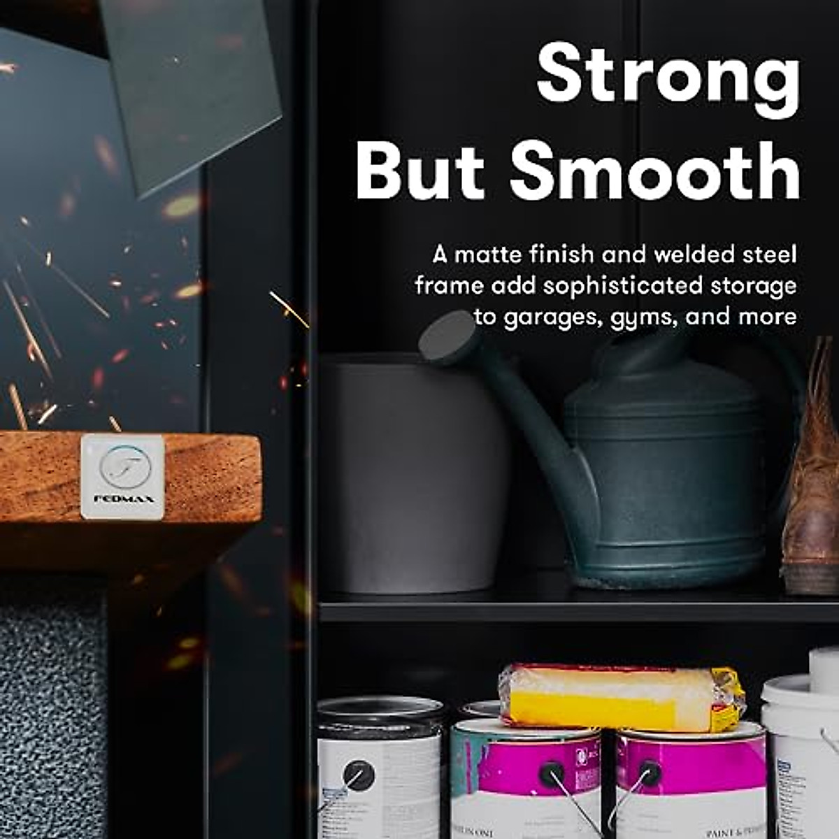 Metal Garage Storage Cabinet - 71-inch Tall Large Steel Utility Locker with Adjustable Shelves & Locking Doors - Garage Cabinets for Tool Storage and Ammo Locker - Black