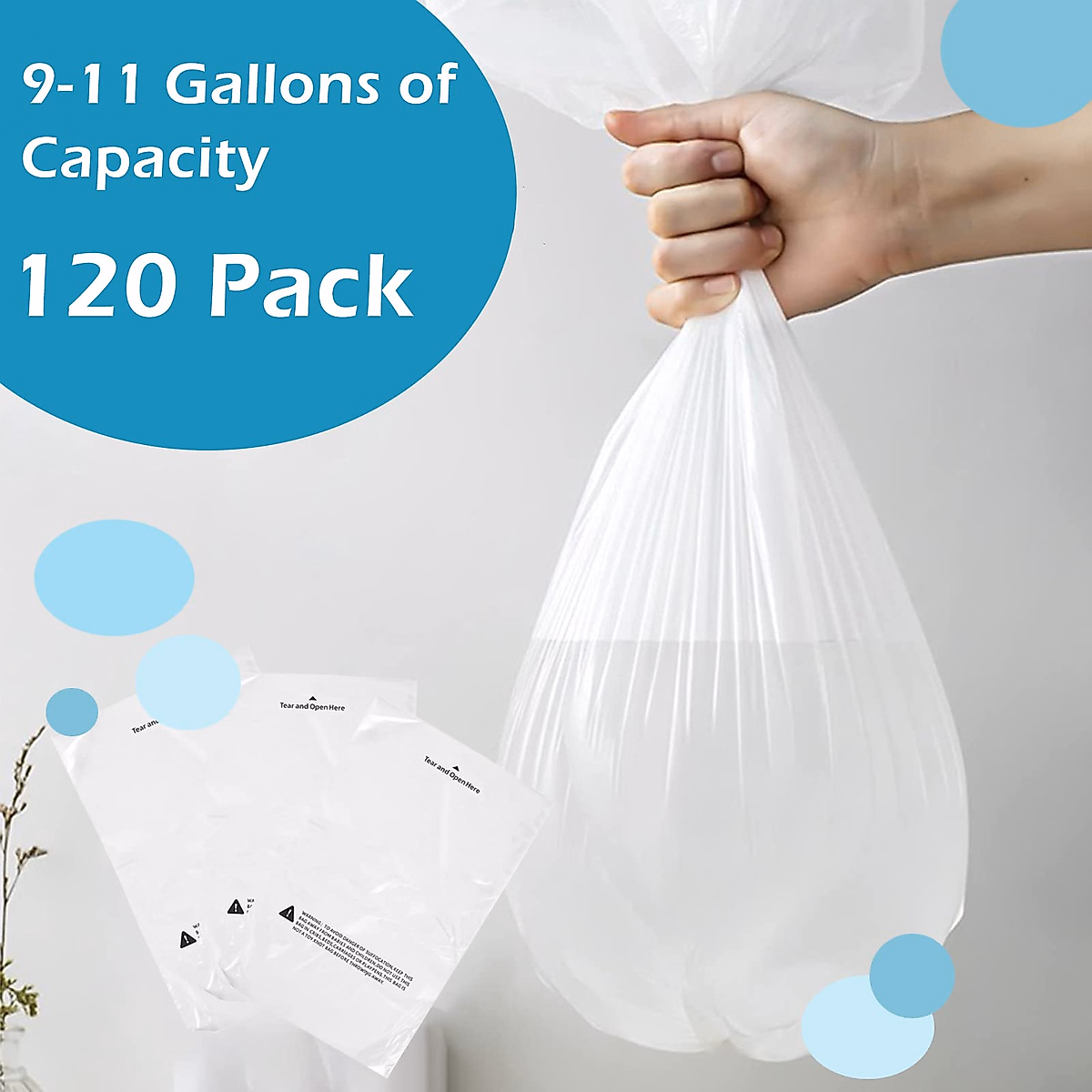 Lisyee 120 Count Waste Drawer Liners Bags Compatible with All Litter Box Robot Models, 9-11 Gallons Litter Box Liners