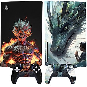 PS5 Accessories, PS5 Skins for Console and Controller, Anime Cover, Durable, Scratch Resistant, Bubble-Free - Vinyl Sticker for Playstation 5 Disc Version CD-ROM (Dragon-Balls)