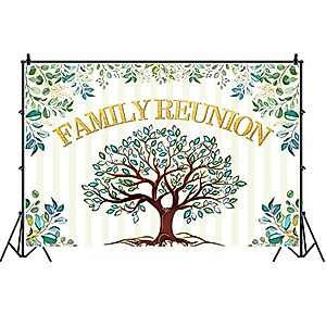 6x4ft Family Reunion Backdrop Family Tree Leaves Welcome to Our Family Members Photography Background Gathering Gold and Green Party Decorations Supplies Photo Banner Booth Props