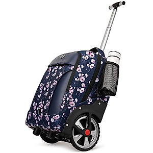 YH&GS Rolling Backpack Floral, Waterproof with Wheels for Business, College Student and Travel Commuter, Carry on Laptop Compartment, Fit 17 Inch Laptop, Wheeled Adults, 20inch