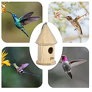 Bird Houses for Outside Hanging, 3pcs Natural Wooden Hummingbird Bird Houses for Outside for Nesting, Garden Patio Decorative for Swallow Sparrow Hummingbird Finch Throstl