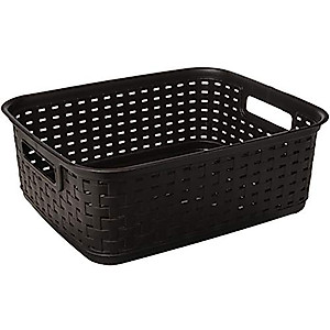 Sterilite Decorative Wicker-Style Short Weave Basket, Espresso | 12726P06