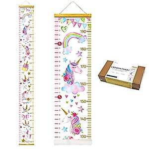 HomeEvolution Kids Growth Chart Height Measuring Chart, Classical Canvas Wall Hanging Rulers for Baby Children Girls Bedroom Decor (Unicorn)