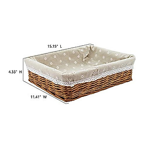 Kingwillow, Wicker Storage basket, Rectangular Storage Basket, Arts and Crafts. (Natural)