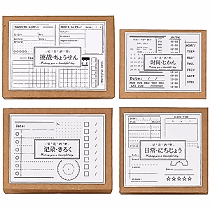 Tosnail 18 Pieces Bullet Journal Stamps, Decorative Rubber Stamp Set, Calendar Planner Stamps Wooden Stamps Bujo Stencils for to Do List, Tasks, Diary, Planner, Letters, Scrapbook, Cards, Crafts