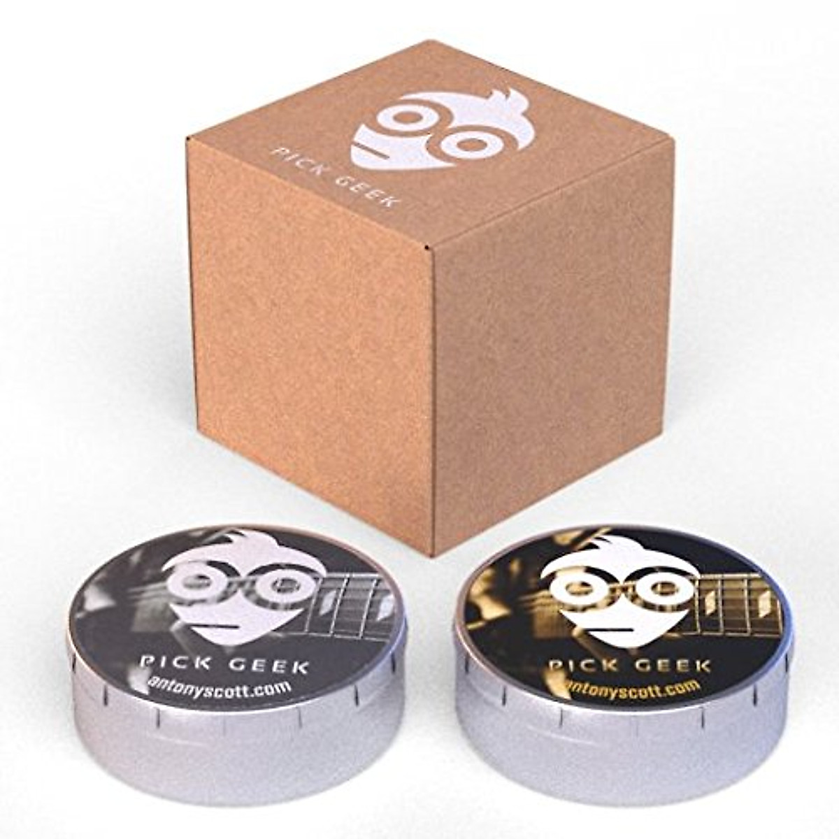 Pick Geek TRIO | 3 Sets of Premium Guitar Picks (Plectrums) | for Your Electric, Acoustic, or Bass Guitar | X Heavy, Heavy, Medium & Light | Gifted in 3 Metal Pocket 'Click Clack' Boxes