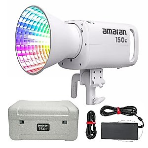 Aputure Amaran 150c COB Video Light,RGBWW 150W,2,500K to 7,500K CCT with G/M Adjustment,15,610 lux @ 1m with Hyper Reflector,APP Control (White)