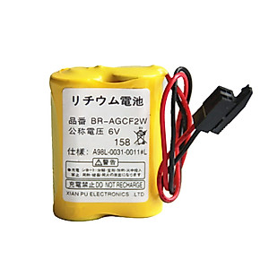 BAOBUTE 2PCS 2200mAh BR-AGCF2W 6V PLC Replacement Battery A98L-0031-0011 with Black Plug for Fanuc System, 17MM*34MM*45MM