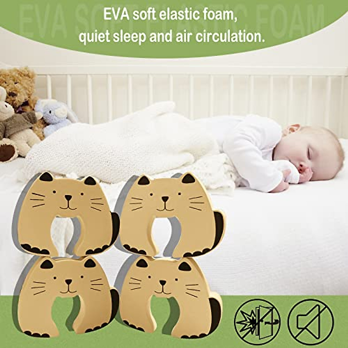 Giv Smil Finger Pinch Guard (Pack of 4) - Slamming Door - Prevent Finger Pinch lnjuries - Protect Child Fingers with Soft Foam Guard - Baby Proof Door Slam Stopper