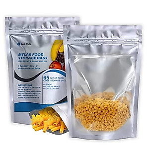 65Pcs 1 Gallon Mylar Bags for Food Storage - 10x14 Inches & 5 Mil Thick Ziplock Mylar Storage Bags for Food - Air Tight Seal Mylar Food Storage Bags