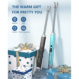 Candle Lighters,Electric Lighter Rechargeable Lighter USB Arc Long Lighter with LED Display, 360° Flexible Neck Flameless Grill for Candle Aromatherapy Camping BBQ Gas Stoves (Black)