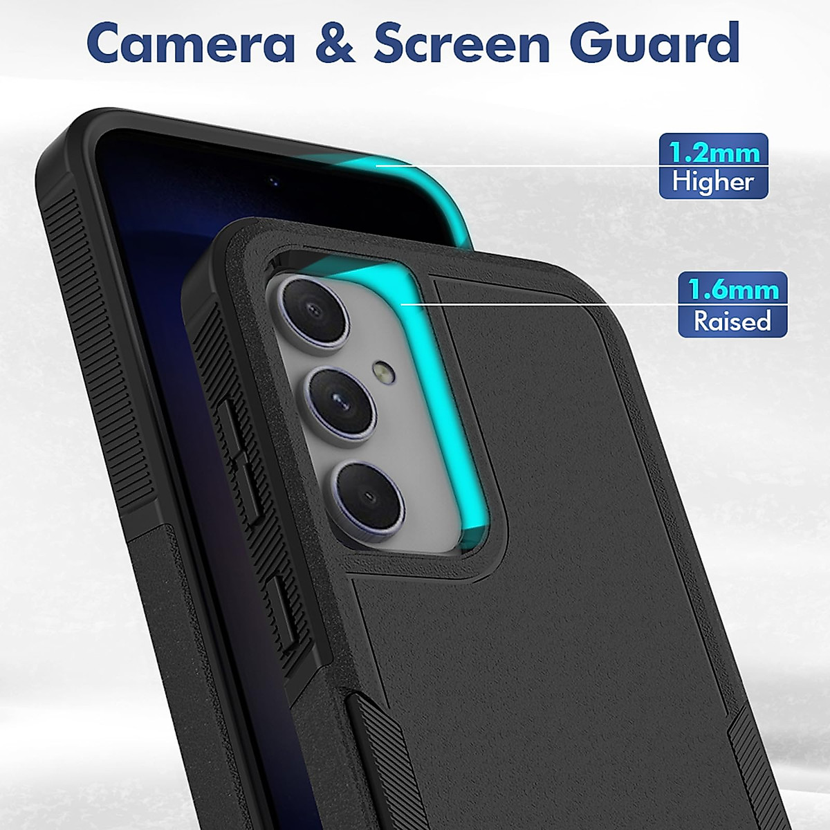 for Samsung Galaxy S23 FE Case: Dual Layer Protective Heavy Duty Cell Phone Cover Shockproof Rugged with Screen Protector - Military Protection Bumper Tough - Samsung Galaxy S23 FE 5G 2023, Black