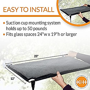 K&H Pet Products EZ Mount Window Sill Cat Bed, Cat Window Hammock, Sturdy Cat Window Perch for Large Cats, Cat Window Bed Cat Furniture, Cat Hammock for Window Cat Perch Cat Shelf - Single Level Gray