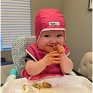 HEADBIB – First Ever Head Bib, Protects Little One’s Hair During Mealtime & Playtime, Waterproof Fabric, For Baby & Toddler (Pink, Large (12-24 Months))