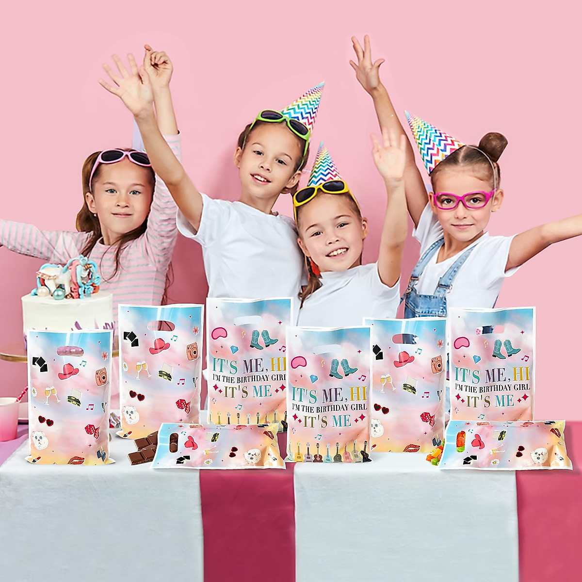 BHronony Popular Music Birthday Bags - 50pcs Pop Music Party Favor Goodie Bag, Musical Lover Themed Gift Bags for Sing Kids Girls Teens It’s Me Birthday Bachelorette Holiday Decorations Supplies