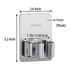 Yamto Broom Mop Stainless Wall Mount Holder Self Adhesive Tape, Brush Broom Gripper Holds, Storage Racks & Organization for Your Home, Kitchen Pan, Garage Bathroom Garden Tool Rack No Drilling 2 Pack