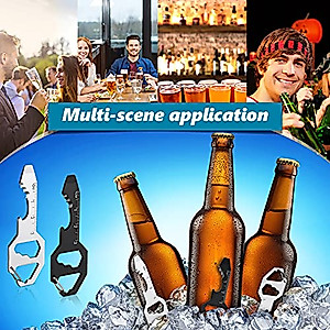 4 Pieces Bottle Opener Multi Tool Stainless Steel EDC Gadget Universal Pocket Tools 6-in-1 Multi-Tools Function Bottle Opener, Metric Ruler