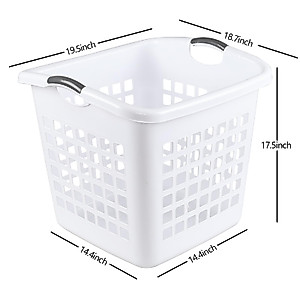 Saedy 4 Pack Large Plastic Laundry Baskets, White Clothes Hamper for Laundry