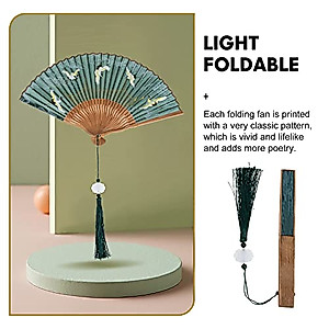 RAZZUM Retro Style Silk Fan Folderable Fan Chinese Style Fan Wall Decoration Costume Collocation Large Wall Decor Fan