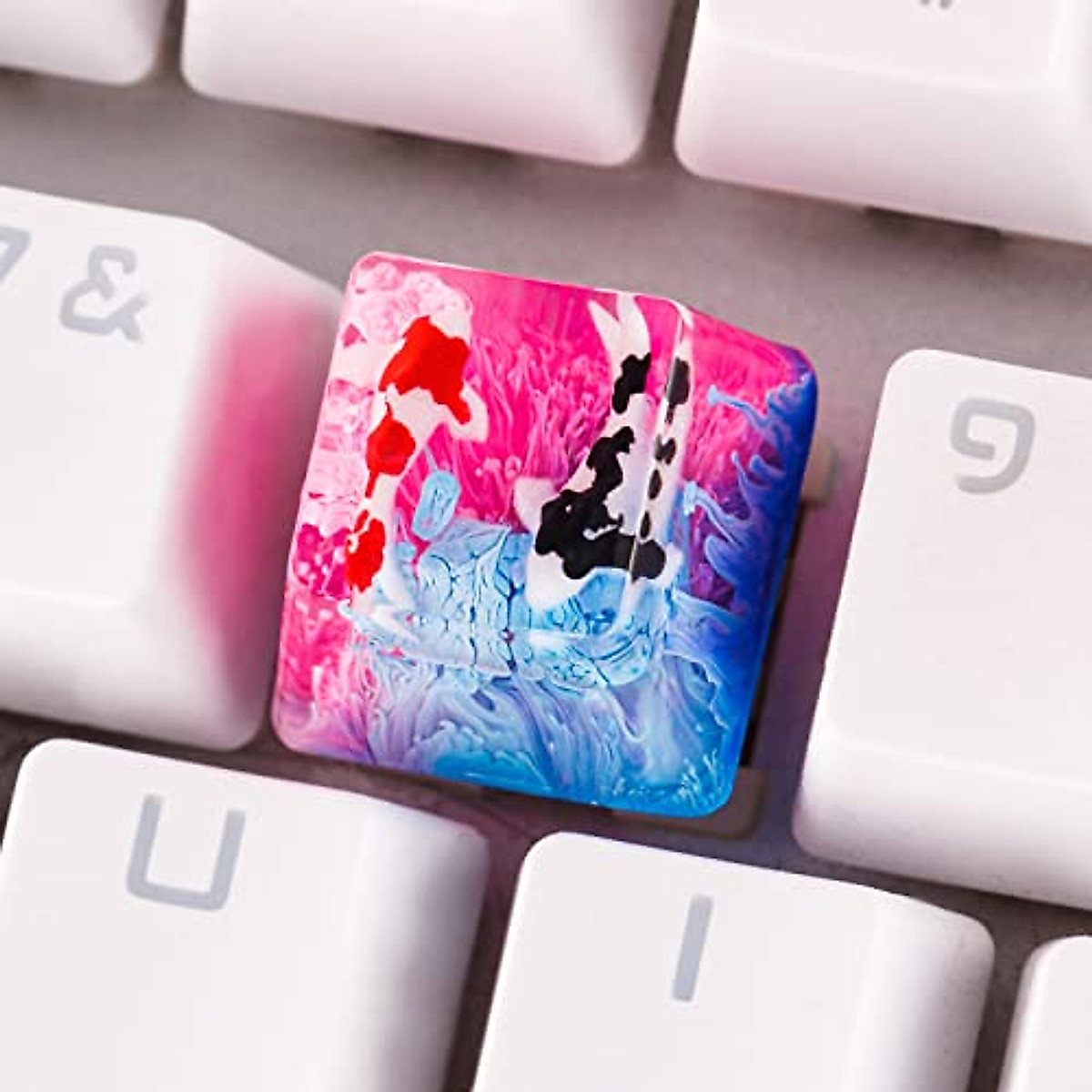 Backlit Key Cap for Cherry MX Mechanical Koi Fish Resin Artisan Keycaps 1U