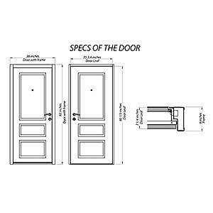 Front Exterior Prehung Glass Steel Door 36 x 80 inches Left-Hand/Deux 1744 Natural Oak/Stainless Inserts Single Modern Veneer