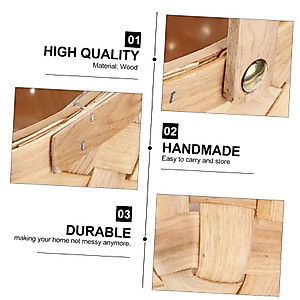 Parliky Wooden Easter Basket Natural Rattan Basket Houseware Storage Basket Wicker Woven Basket Flower Basket Storage Baskets Wood Chip Woven Woodchip Basket Baby Bamboo Storage Box Boy