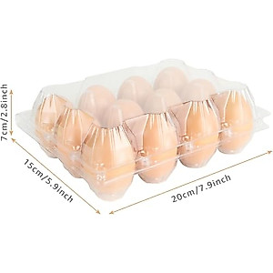 30 Packs Large Plastic Egg Cartons with Sticker Labels, 3 x 4 Grids Chicken Egg Tray Holders, Holds Up to 12 Eggs Clear Crate Bulk, Reusable Egg Carton for Family Pasture Farm Markets Display (30)
