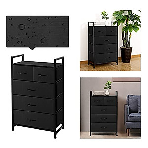 AZL1 Life Concept Fabric 5 Drawers Organizer Unit Easy Assembly Vertical Dresser Storage Tower for Closet, Bedroom, Entryway, Black
