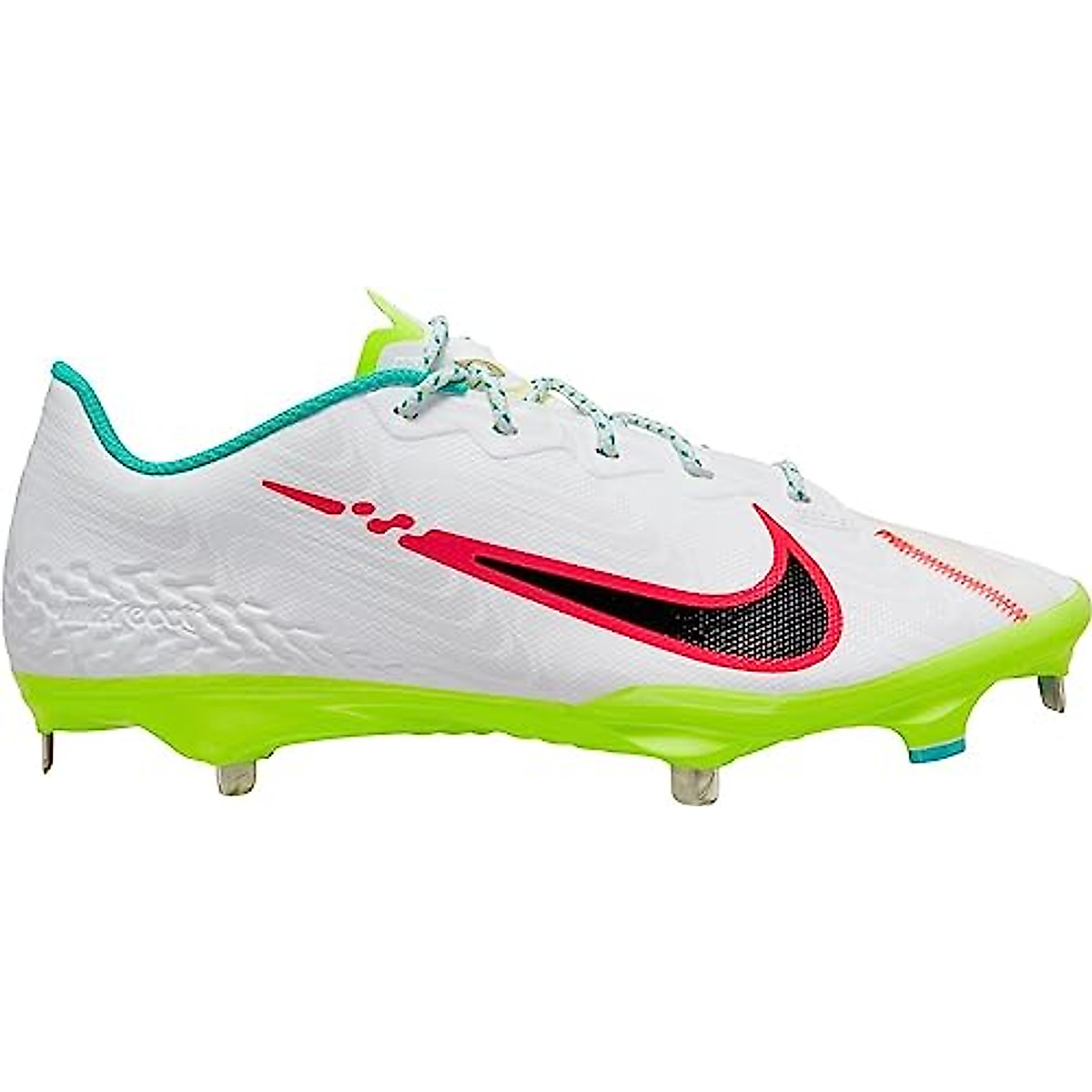 Nike React Vapor Ultrafly Elite 4 DA0701-104 White-Black-Aurora Green Men's Metal Baseball Cleats 15 US