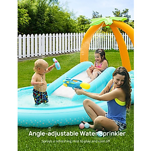 Kiddie Pool, Evajoy Inflatable Play Center Kids Pool with Slide, Water Sprayers Thickened Wear-Resistant Full-Sized Swimming Pool for Kids Toddler Children, Garden Backyard & Indoor Use 110”x71”x53”