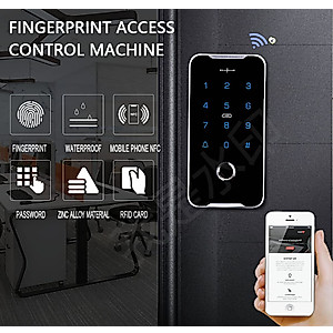 JASAG Fully Waterproof Fingerprints Access Control System Kit, Metal Shell RFID Keypad NFC Unlocking, with Upgraded 180KG (380lbs) Magnetic Lock and Professional Power Supply, for Door Lock Security