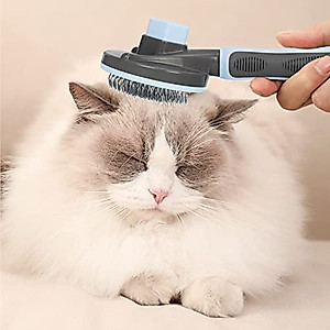 FYY Dog and Cat Brush for Shedding, Self Cleaning Dog Grooming Brush Pet Slicker Brush for Long or Short Haired Dogs Cats Grooming Supplies Blue