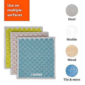 Full Circle Set of 3 Good Sheet Plant-Based Dishcloths – Super-Absorbent Reusable Dish Cloths - Multi-Use Washable Cleaning Cloths/Towels, Scales