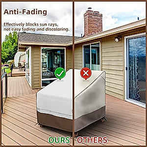 MR.COVER Outdoor Chair Covers Waterproof, 38-Inch Patio Furniture Covers for Lounge Deep Seat, Large Air Vents, UV-Resistant & Heavy Duty Material, Brown & Beige