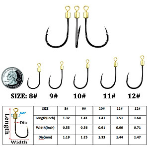 Fishing Hook Rigs with Sinker 49 Strands Steel Leaders-Saltwater Surf Fishing Tackle Kit Heavy Duty Hooks,7 * 7 Strands Steel Wire with Nylon-Coating (8#, 3 Hooks Rig with Sinker)